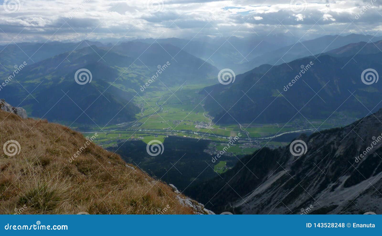 City in the Mountainous Valley Stock Photo - Image of aerial, road ...