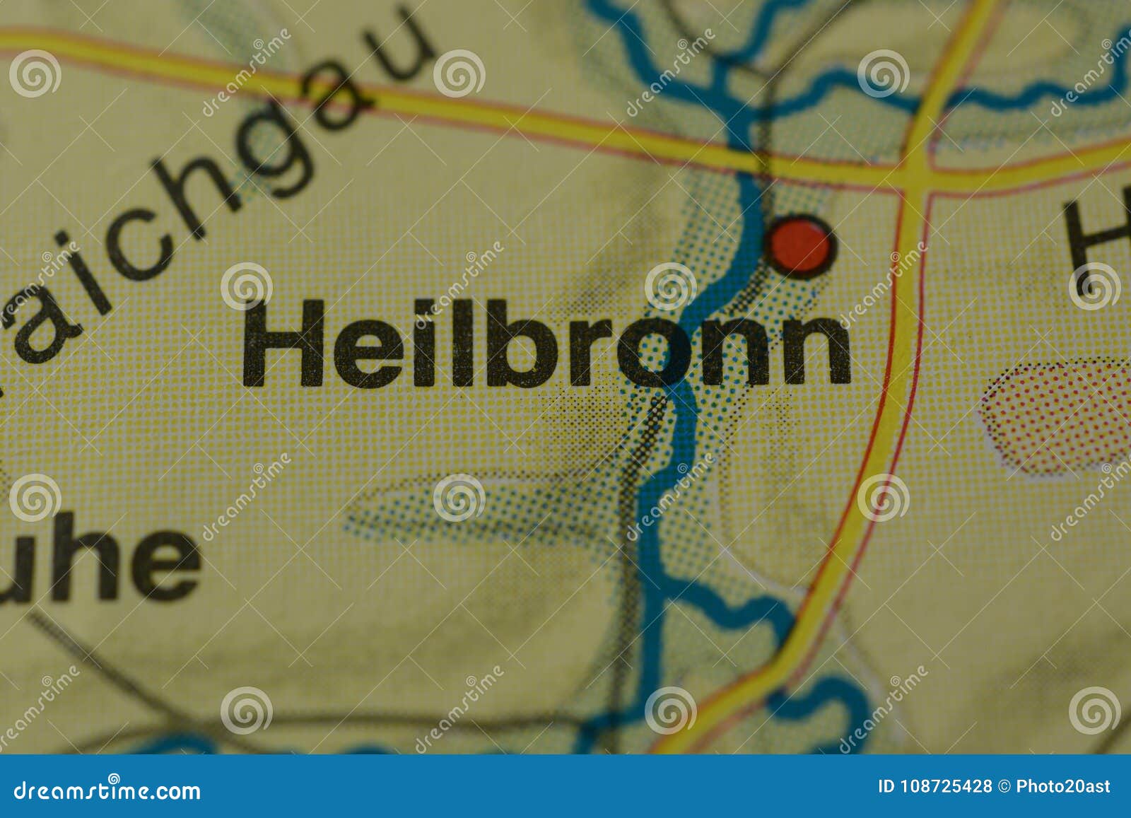 The City Name HEILBRONN on the Map Stock Photo - Image of photograph ...