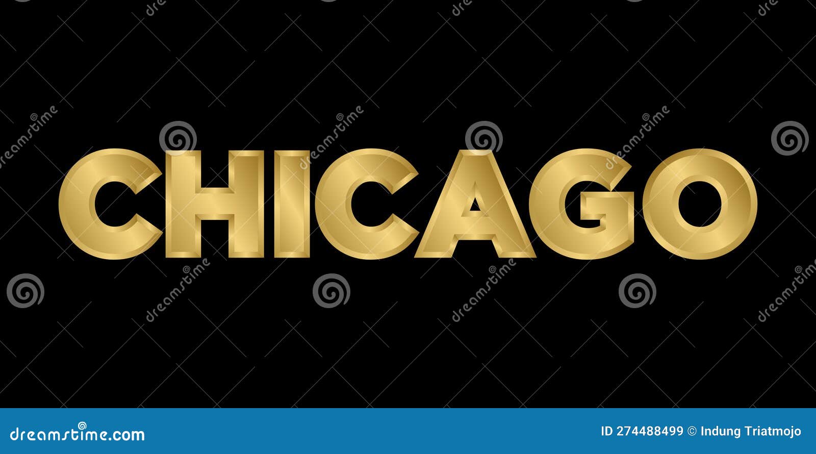 Chicago City Name Gold Color on Black Stock Vector - Illustration of ...