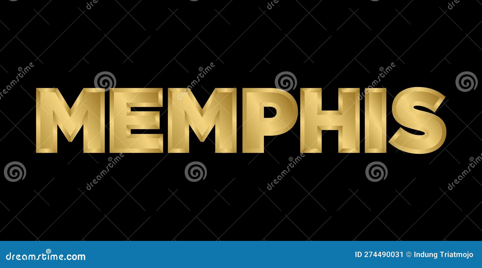 Memphis City Name Gold Color on Black Stock Vector - Illustration of ...
