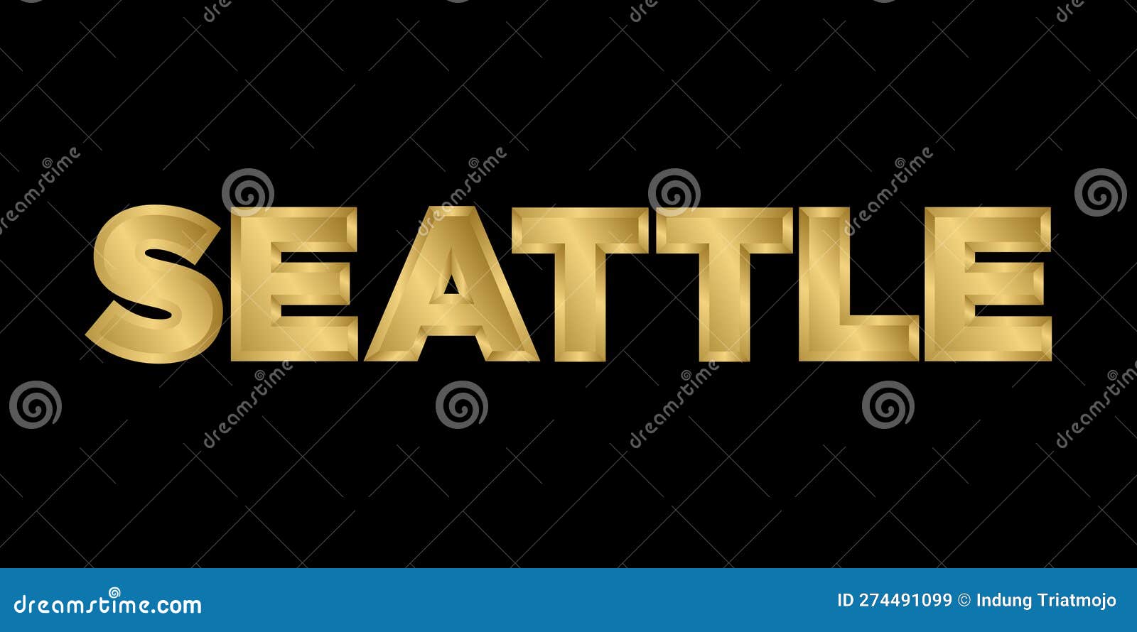 City Name Seattle Gold Color on Black Stock Vector - Illustration of ...