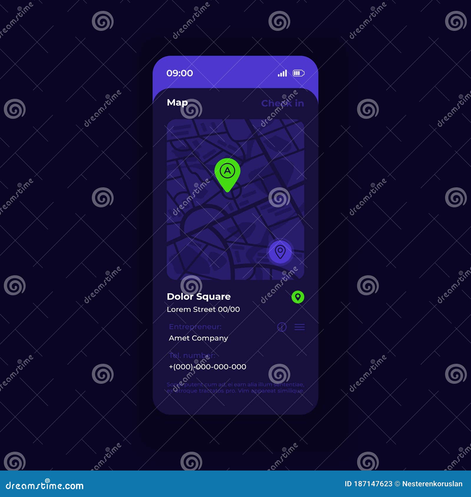 City Navigation App Smartphone Interface Vector Template Stock Vector ...