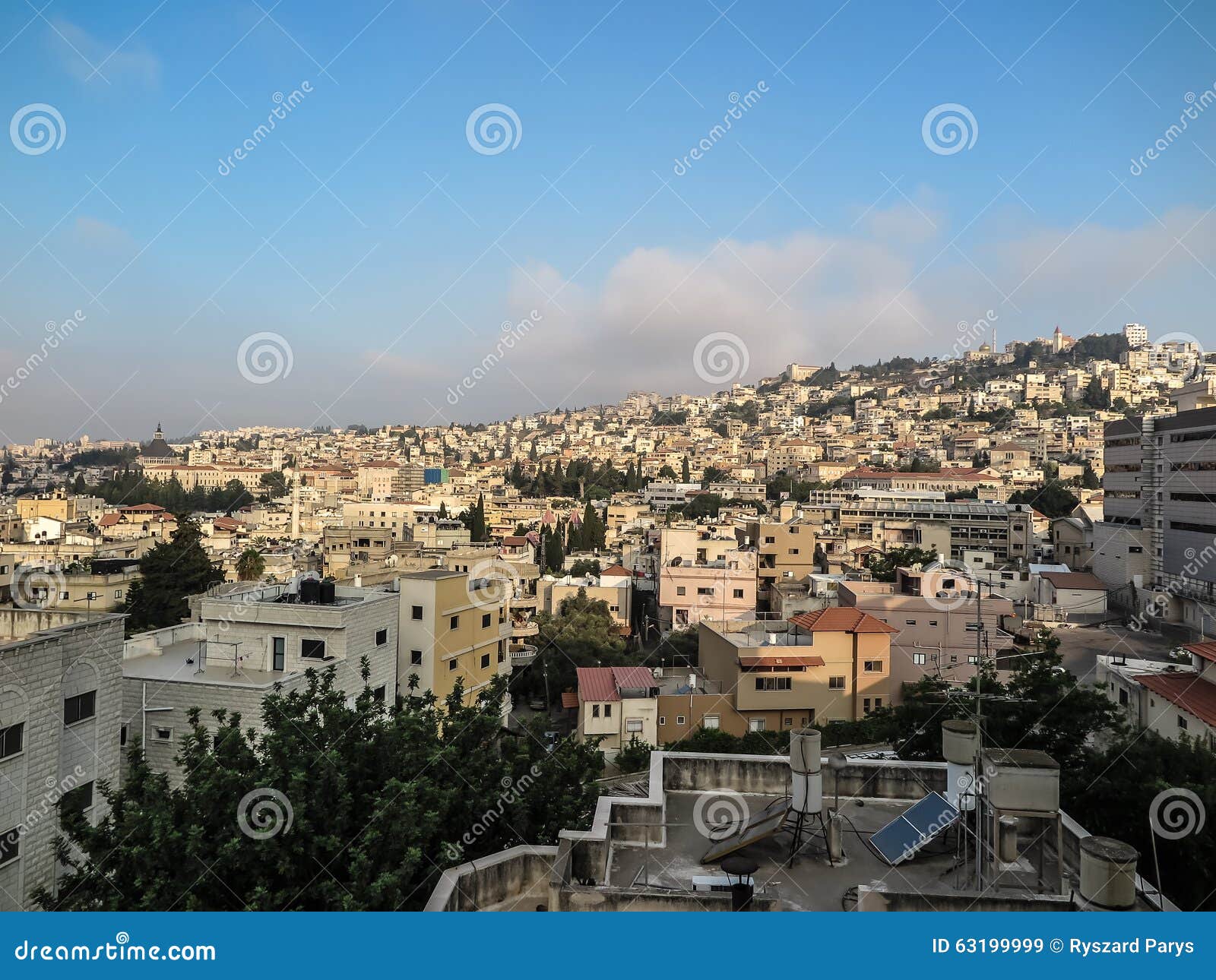 City of Nazareth Panoramic View, Israel Stock Image - Image of dome ...
