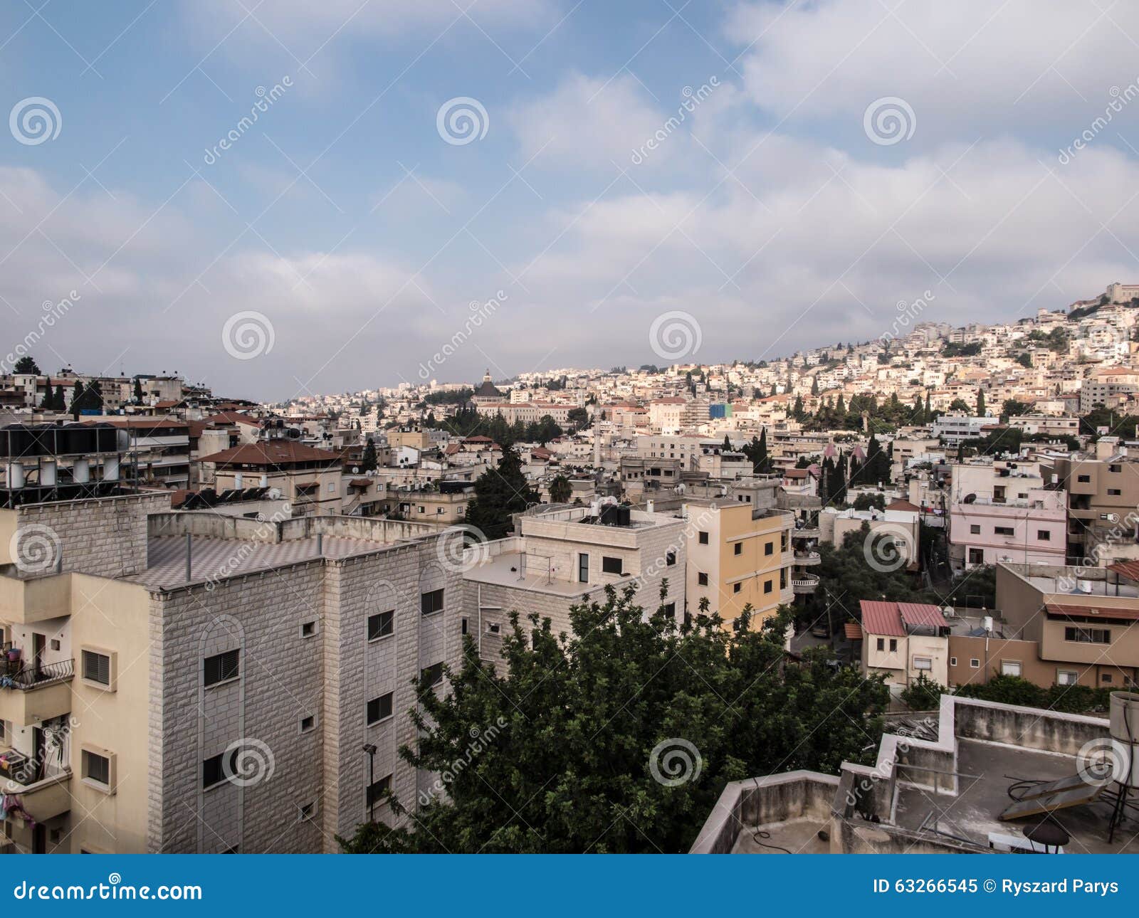 City of Nazareth Panoramic View, Israel Stock Image - Image of church ...