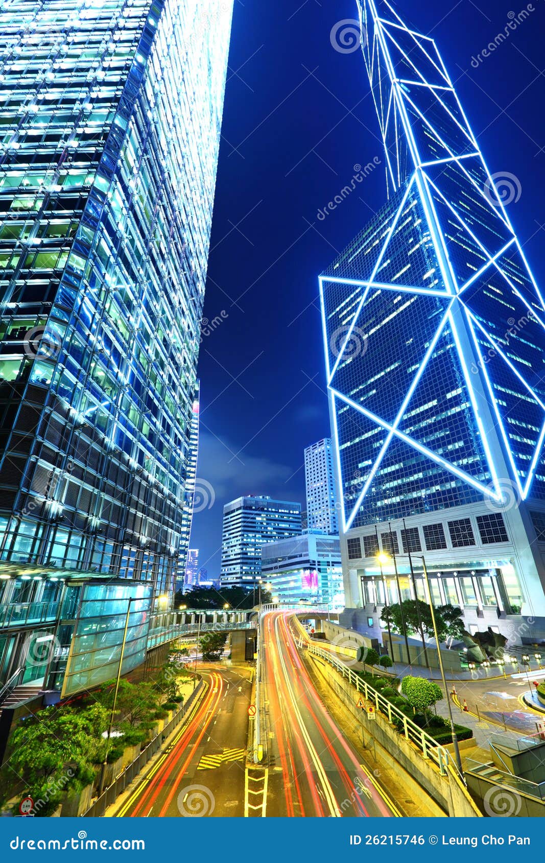 City in Night with Busy Traffic Stock Photo - Image of building, long ...