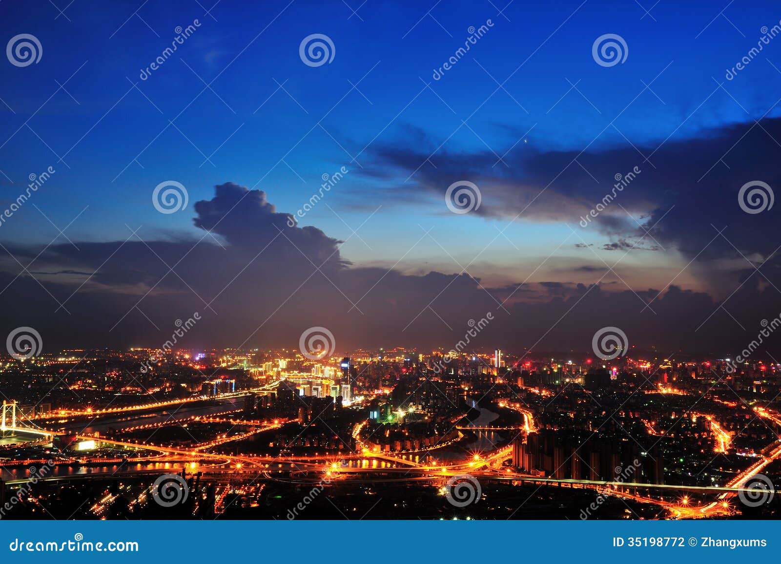 City Night falls stock photo. Image of city, building - 35198772