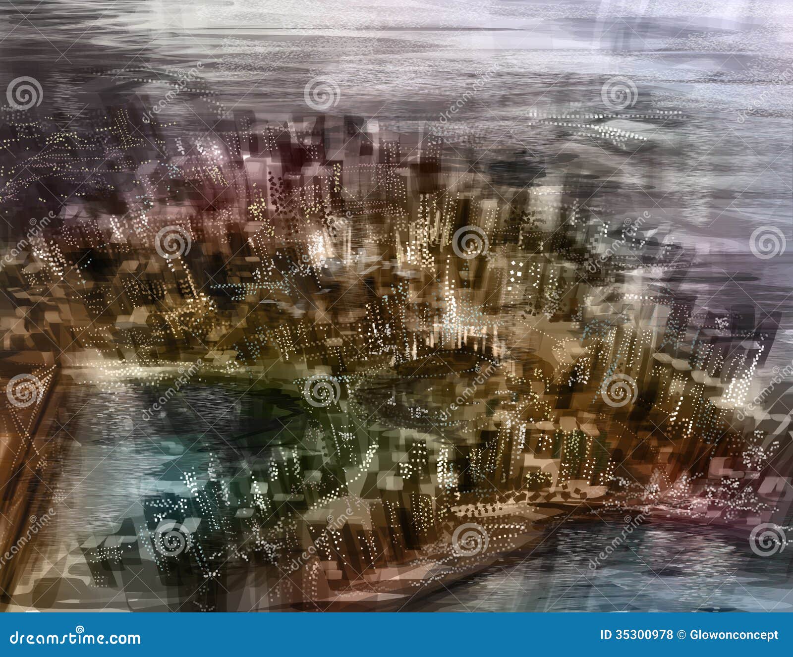 City Night Lighting from Top View Drawing Stock Illustration ...