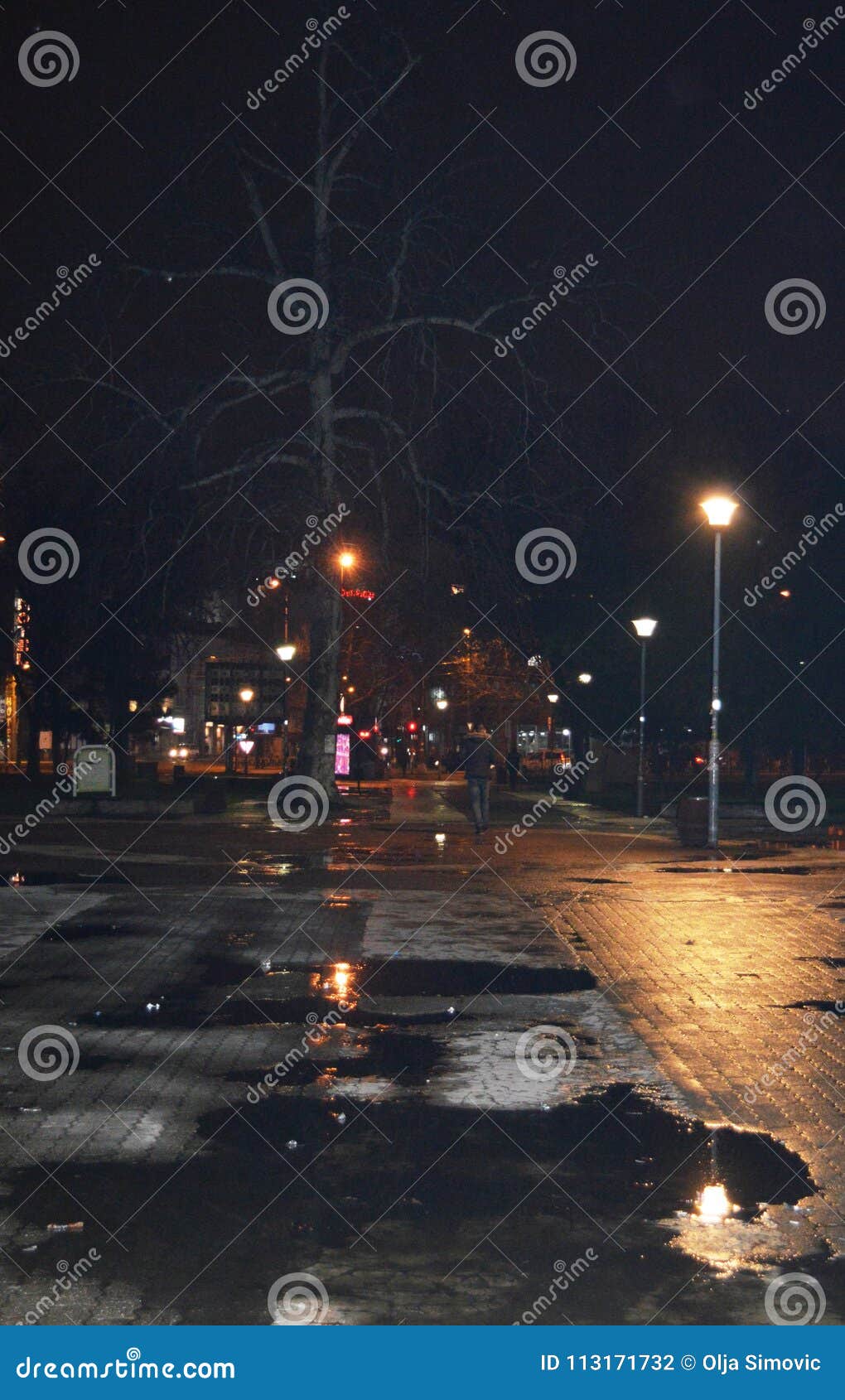 City at night after rain stock photo. Image of people - 113171732