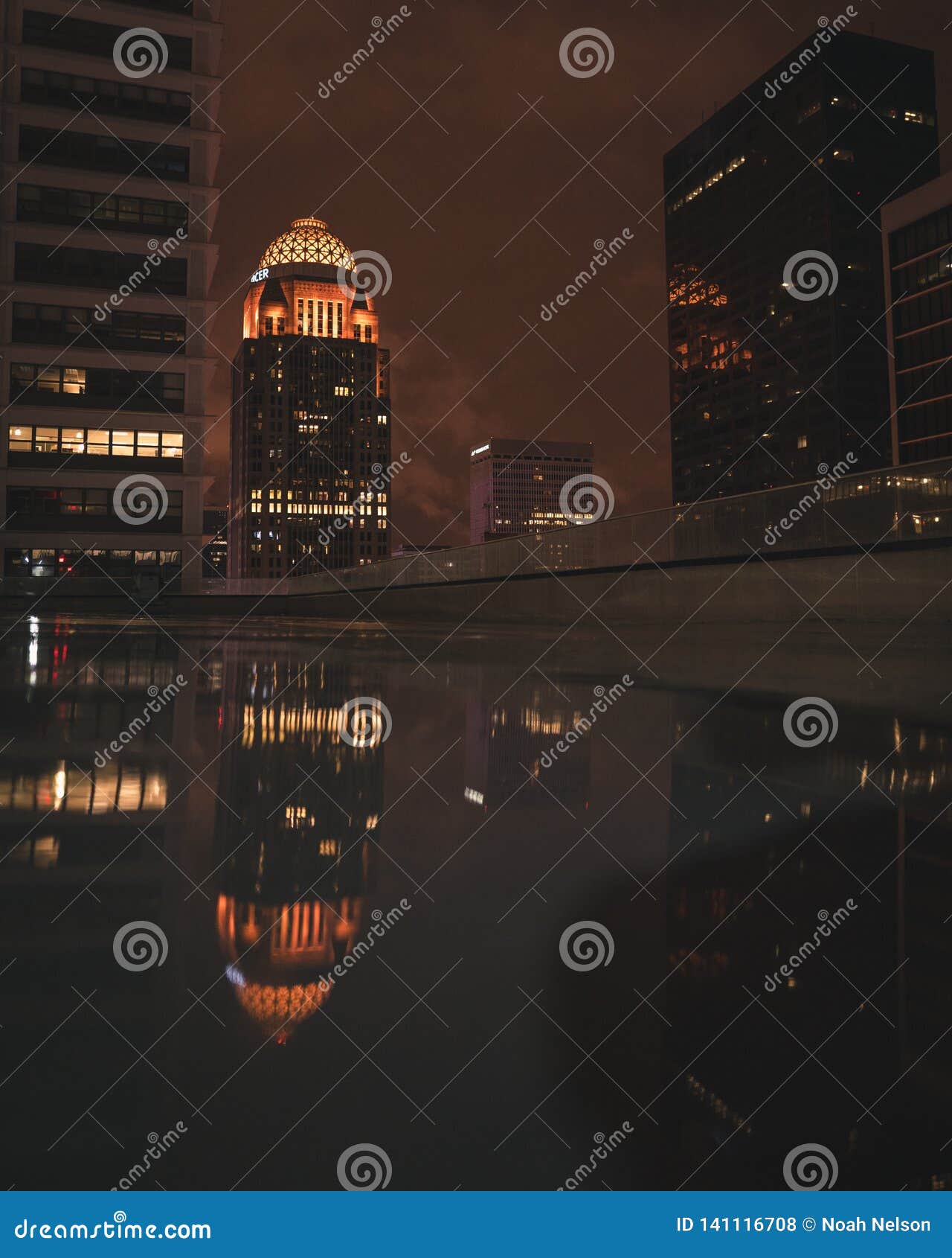 City Night Reflection stock photo. Image of cityscape - 141116708