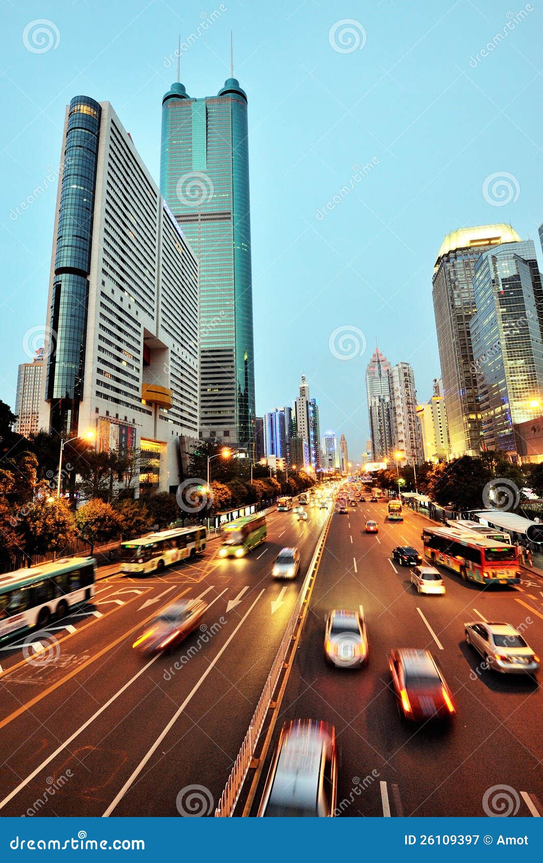City Night Scene and the Road Stock Image - Image of drive, motion ...