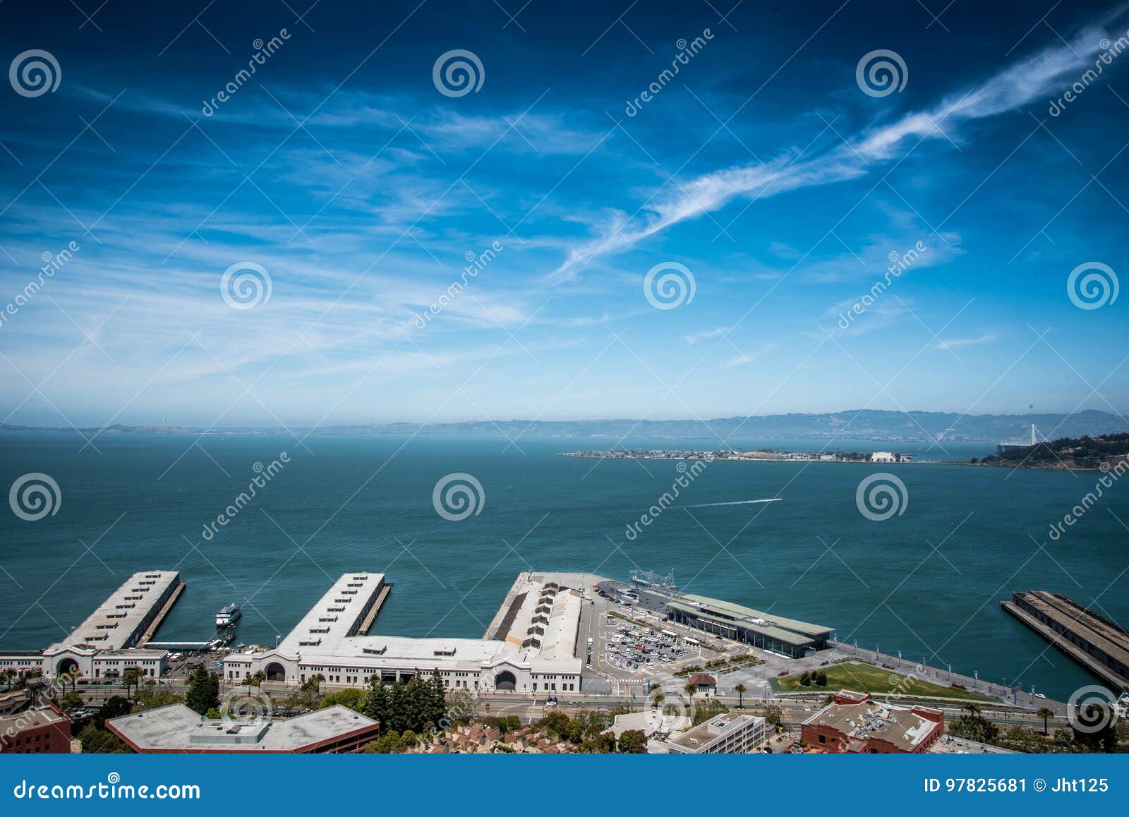 City and Ocean View Landscape Stock Image - Image of building ...