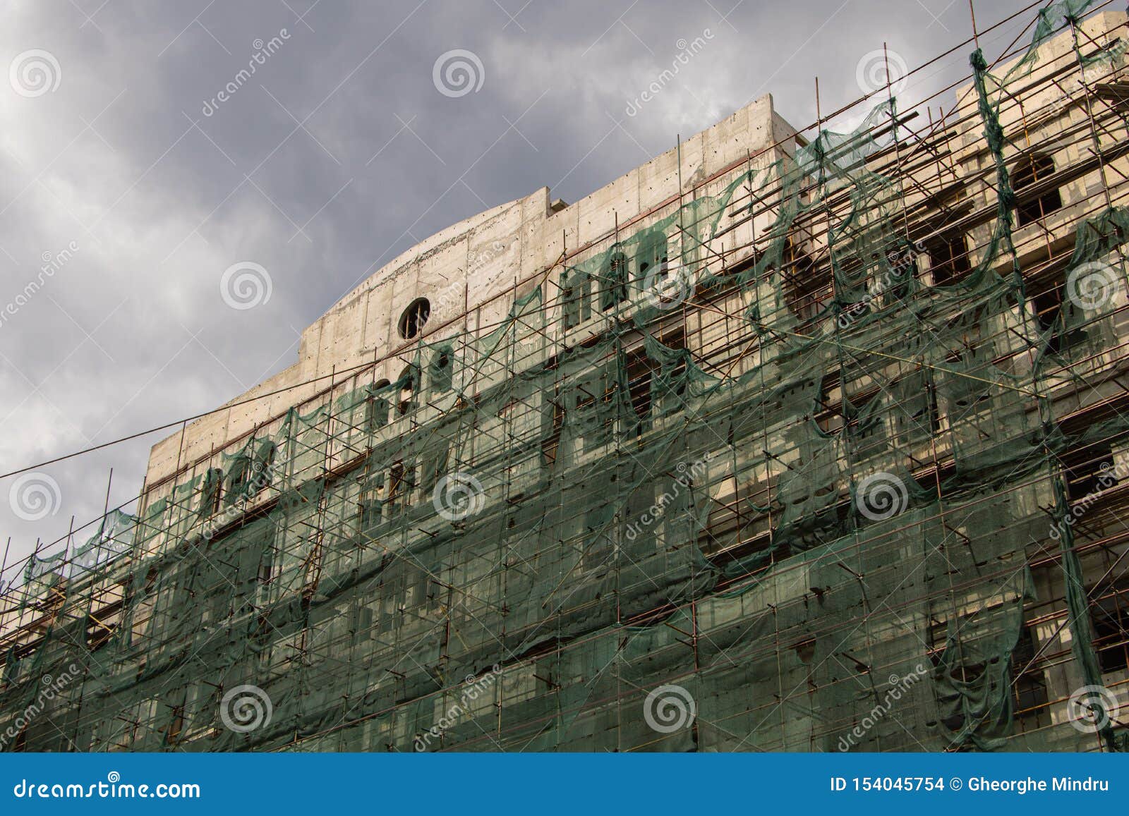 City Old Building Under Construction. Exterior Renovation Stock Photo ...