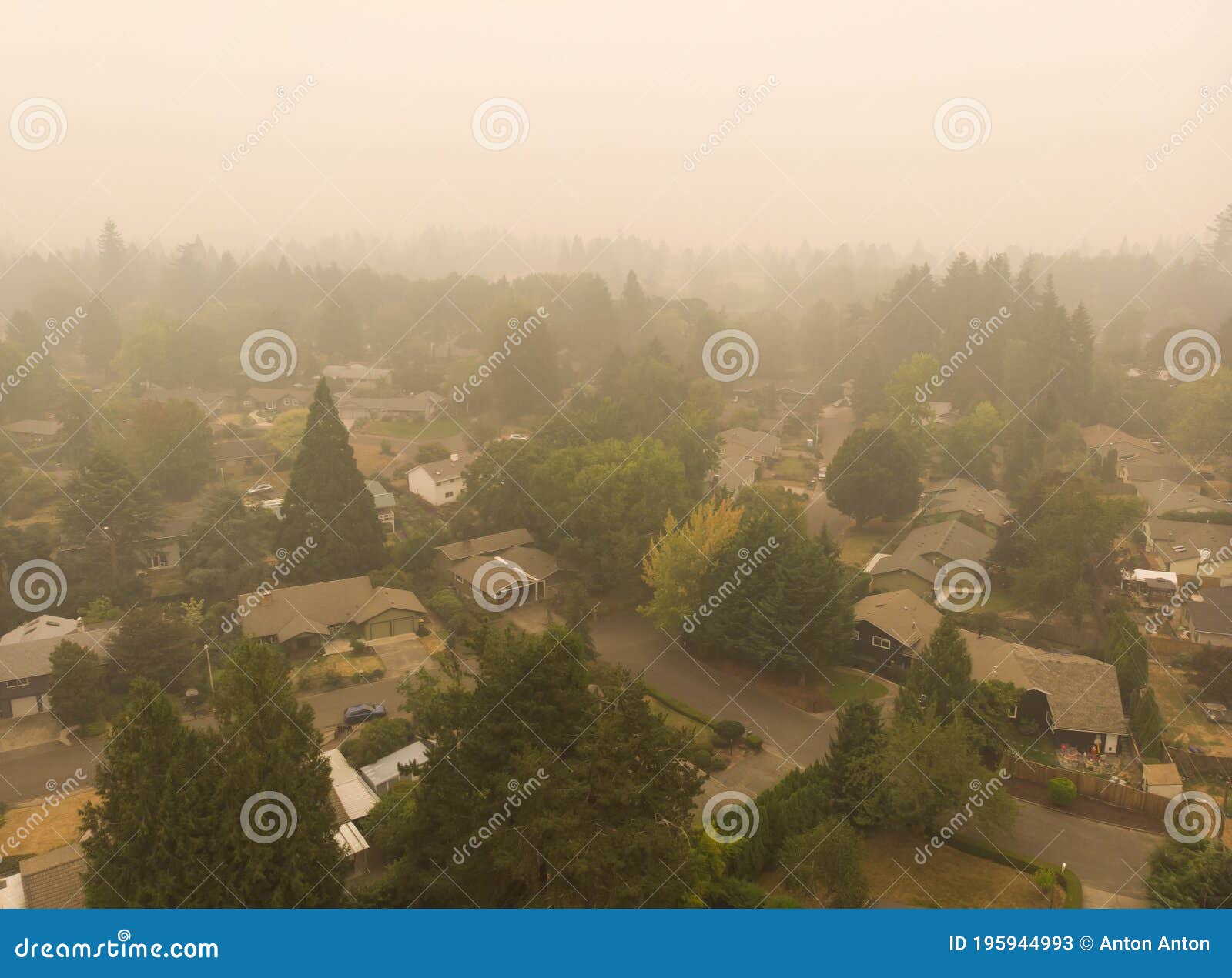 City of Oregon Smoke Filled Evacuation and Emergency Stock Image ...