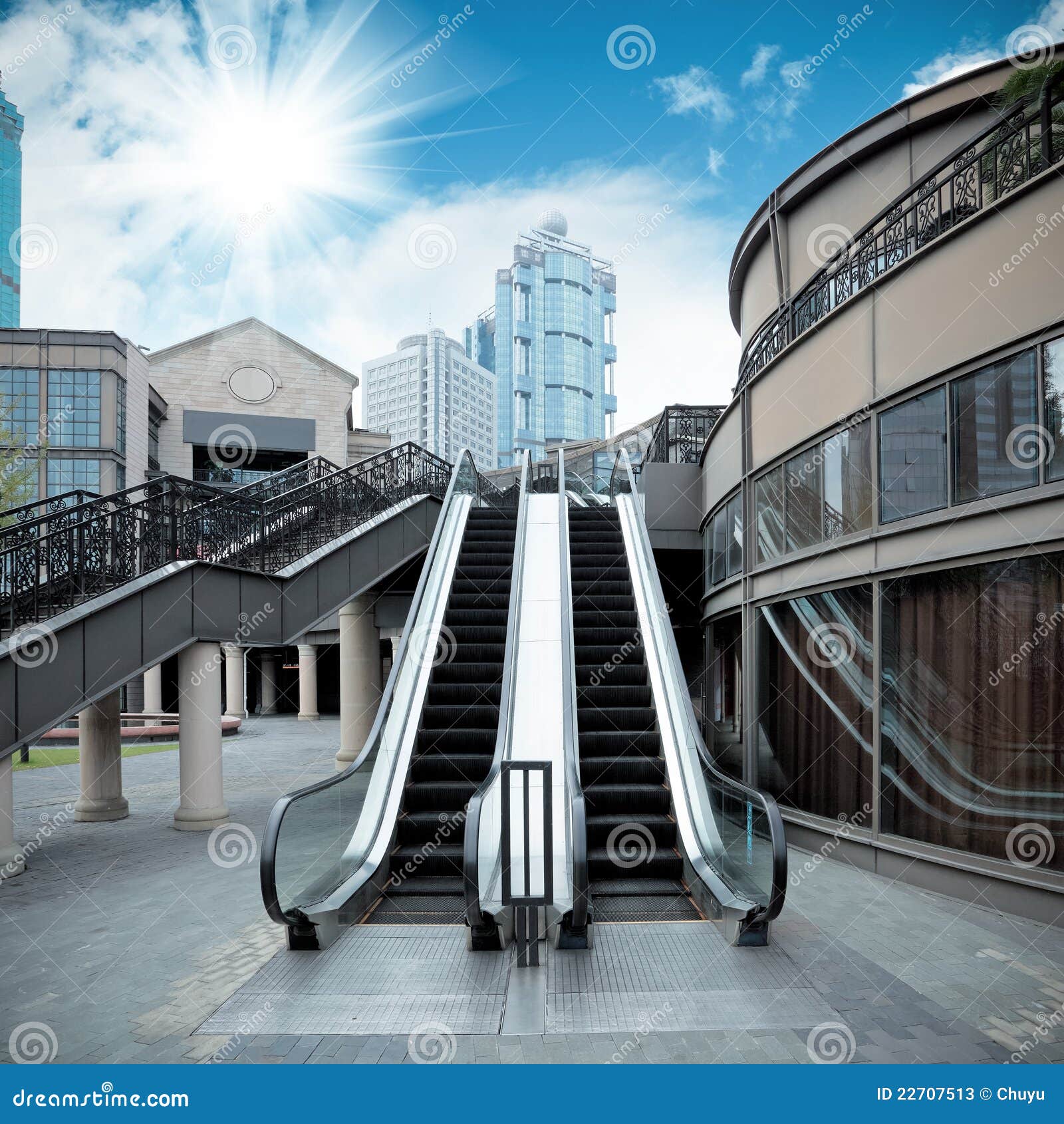 City outdoor escalator stock image. Image of high, outdoor - 22707513