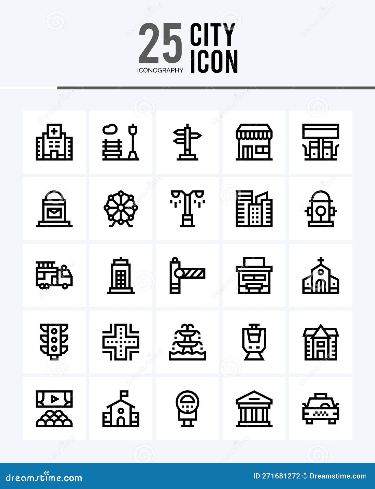 25 City Outline Icons Pack Vector Illustration Stock Vector ...