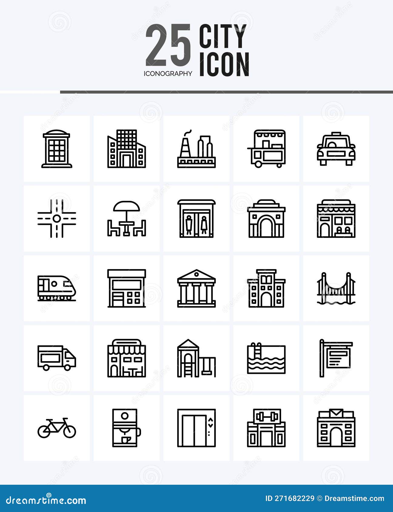 25 City Outline Icons Pack Vector Illustration Stock Vector ...