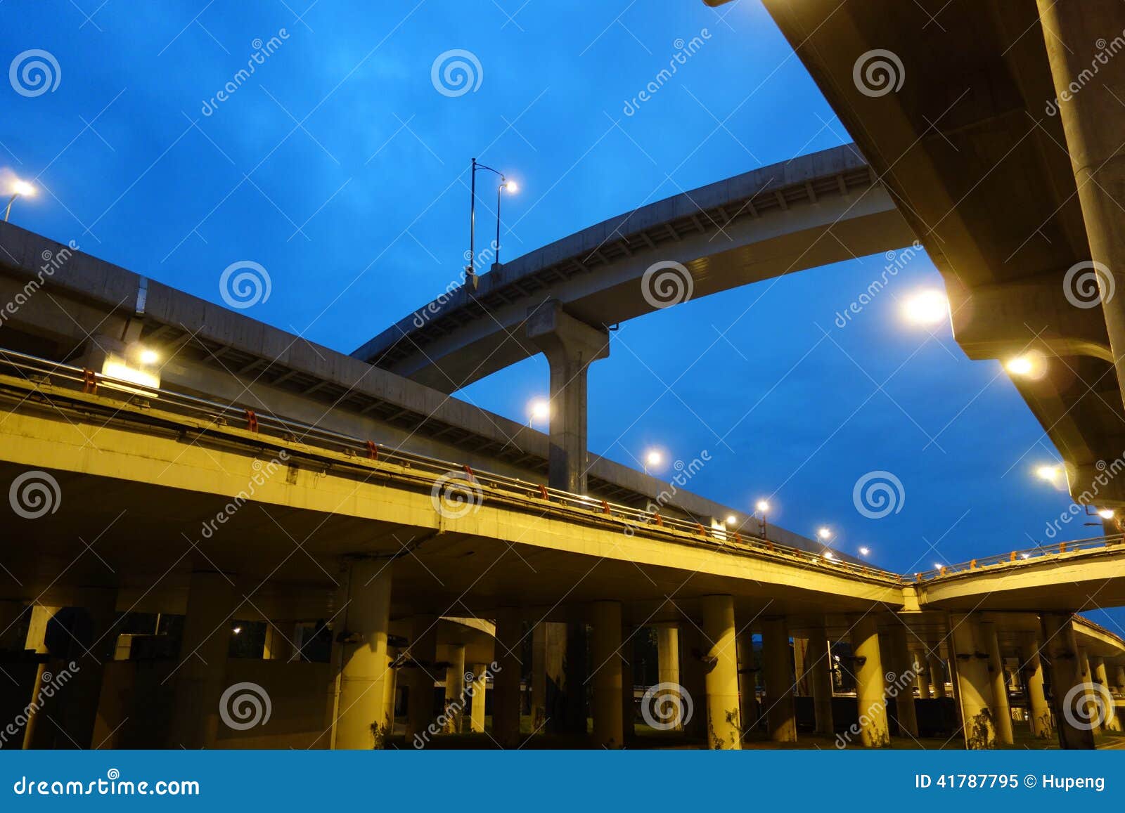 City overpass at night stock image. Image of aerial, arch - 41787795