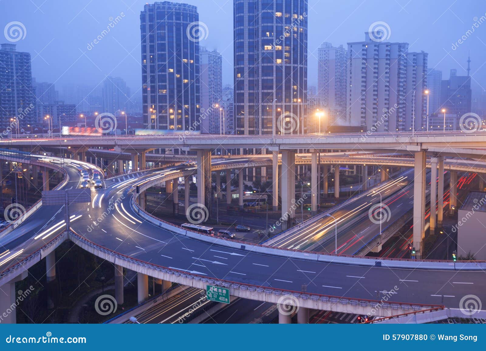 City overpass, Shanghai stock photo. Image of junction - 57907880