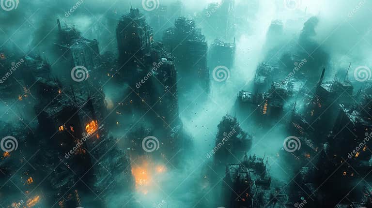 City in a Parallel Dimension Stock Illustration - Illustration of ...