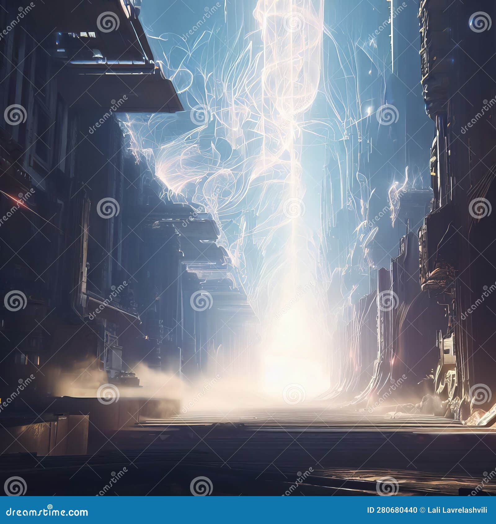 City in a Parallel Dimension. Generative AI Stock Illustration ...