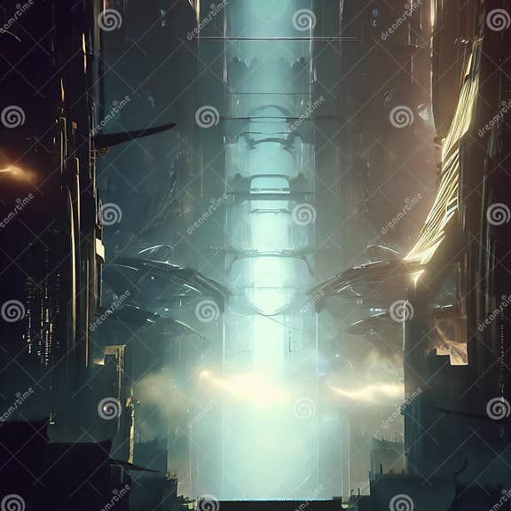 City in a Parallel Dimension. Generative AI Stock Illustration ...