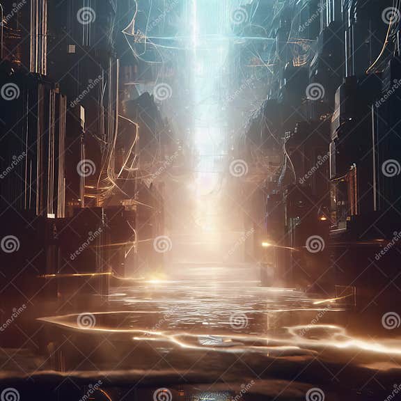 City in a Parallel Dimension. Generative AI Stock Illustration ...