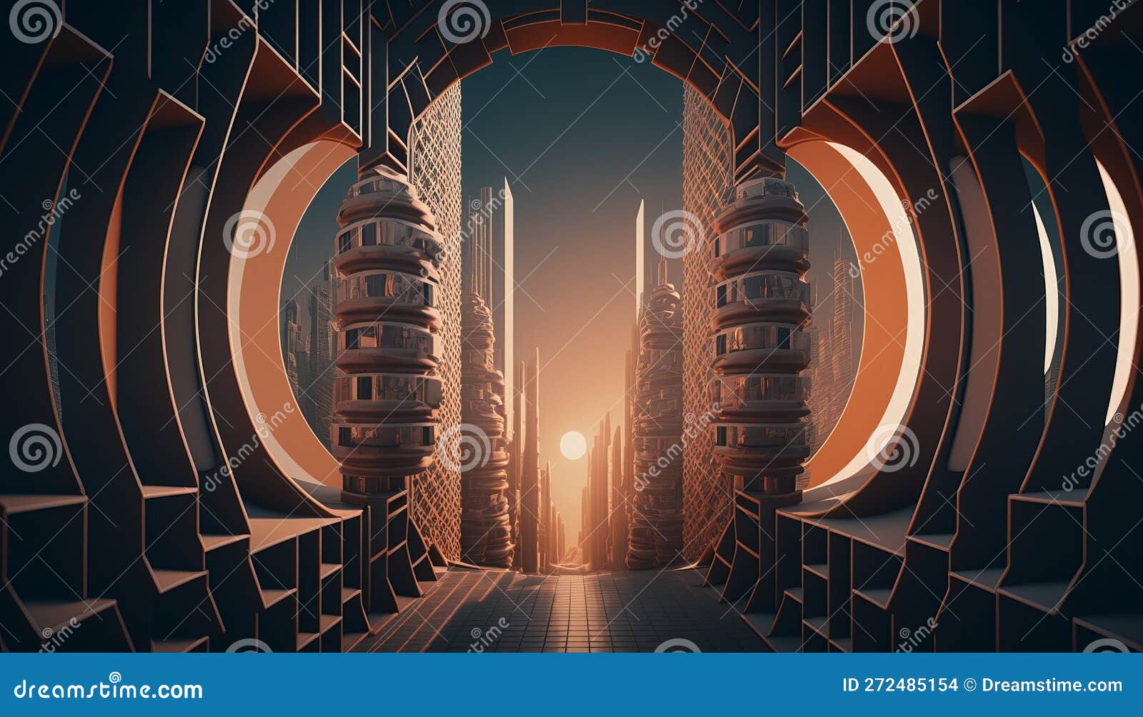 City in a Parallel Dimension. Generative AI Stock Illustration ...