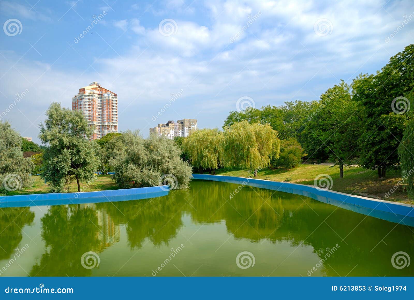 City park with lake stock image. Image of cloudscape, nature - 6213853