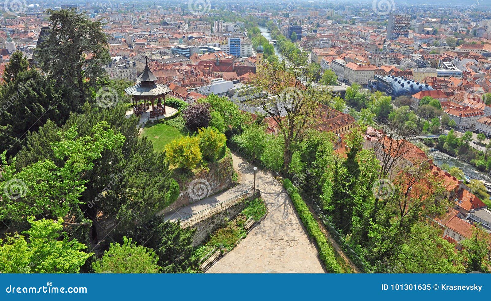 City Park and Skyline of Graz Stock Image - Image of city, graz: 101301635