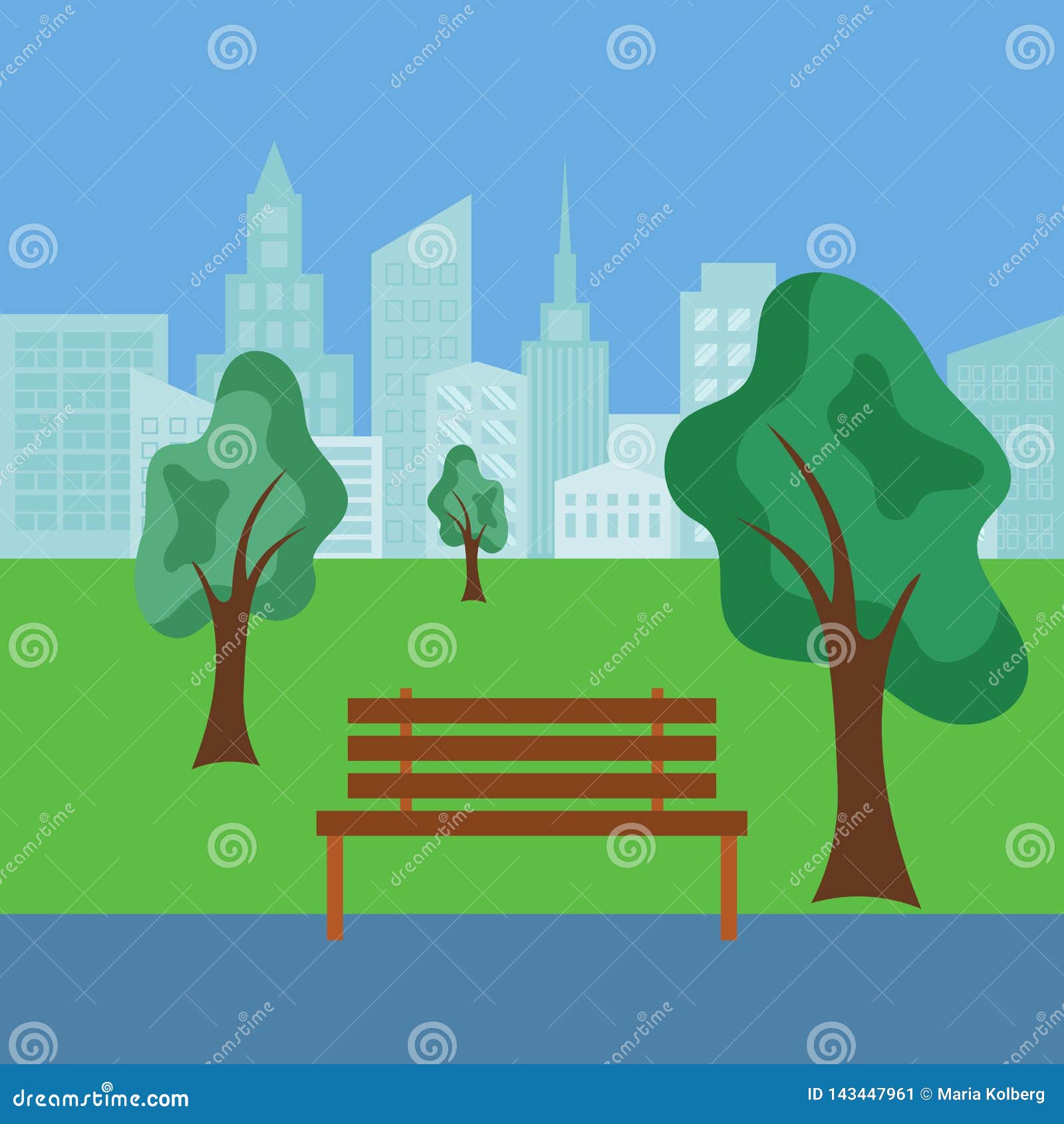 City Park. Vector Illustration. Stock Vector - Illustration of ...