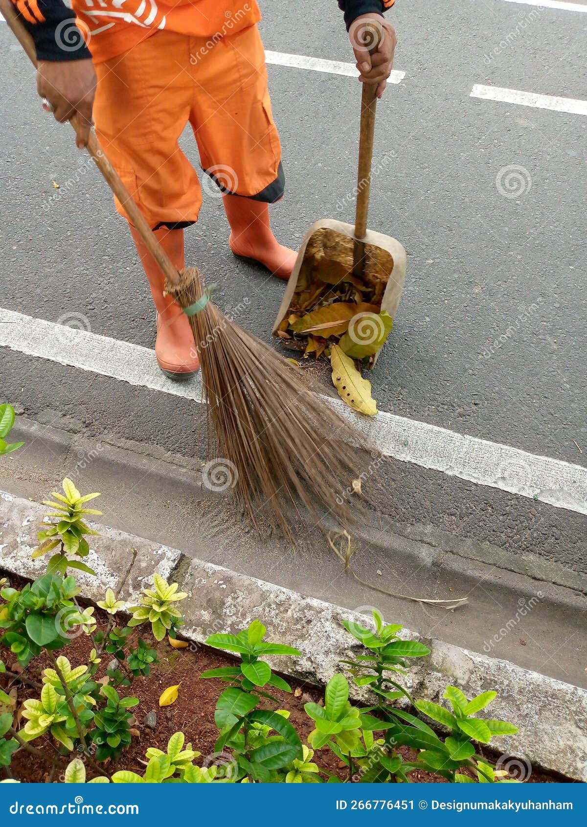 City Park Worker Being Sweep the Road Stock Image - Image of clean ...