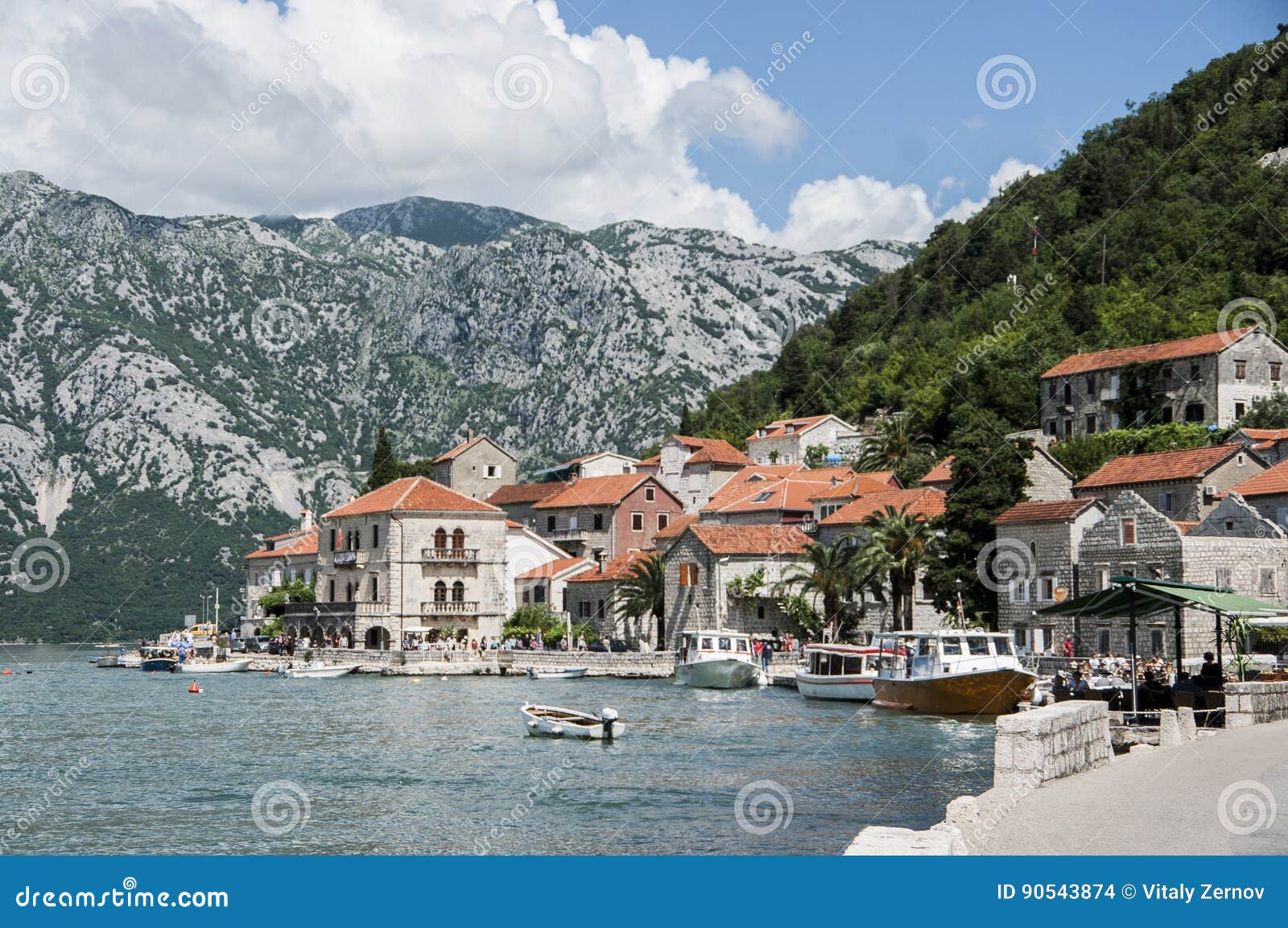 City of Perast stock photo. Image of blue, landscape - 90543874