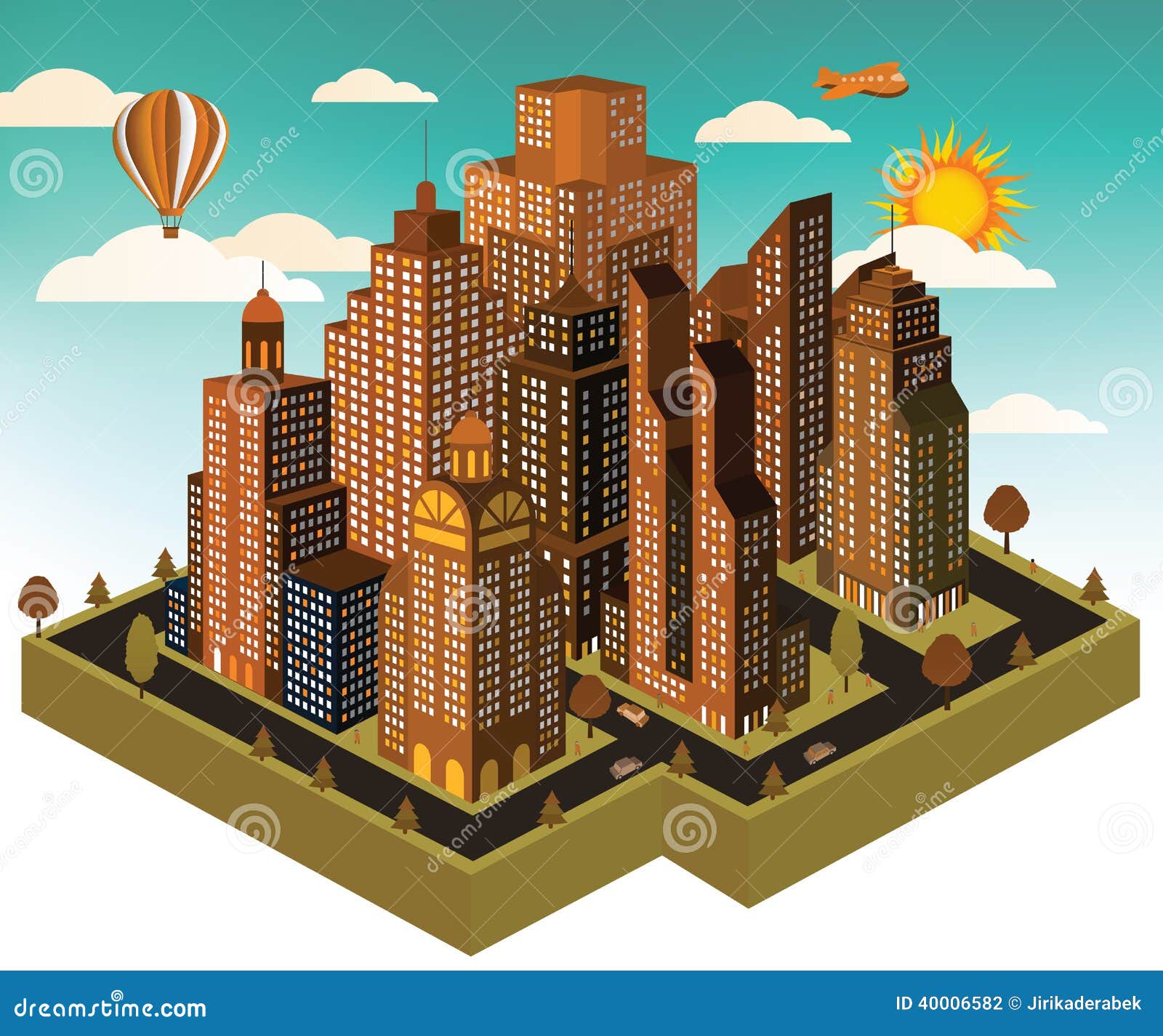 City in perspective stock vector. Illustration of orange - 40006582