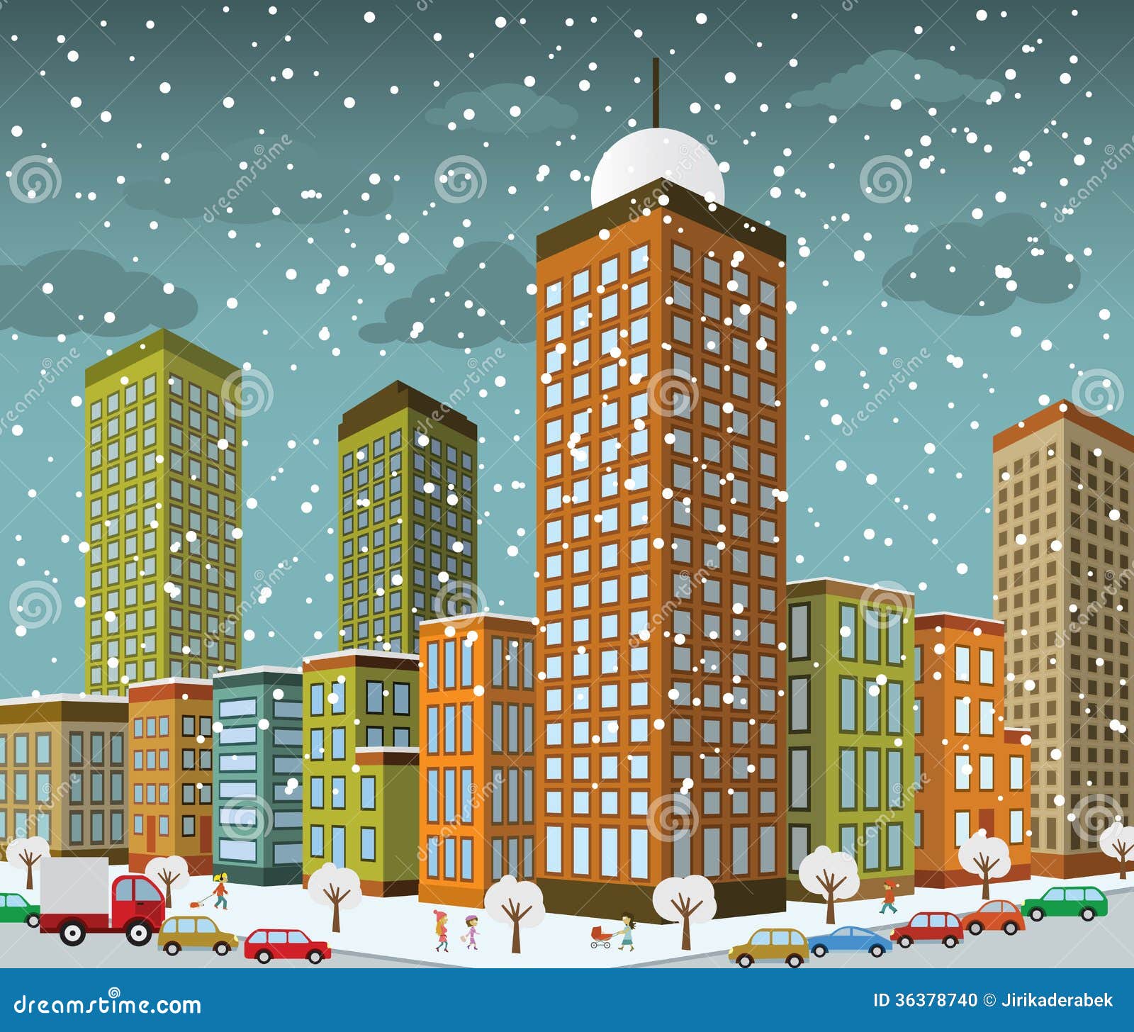 City in Perspective (winter) Stock Vector - Illustration of metropolis ...