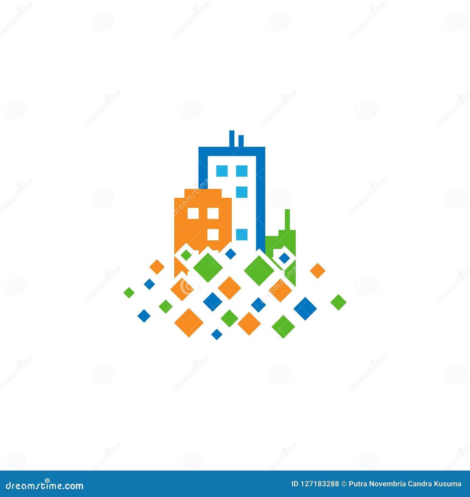 City Pixel Logo Icon Design Stock Vector - Illustration of downtown ...