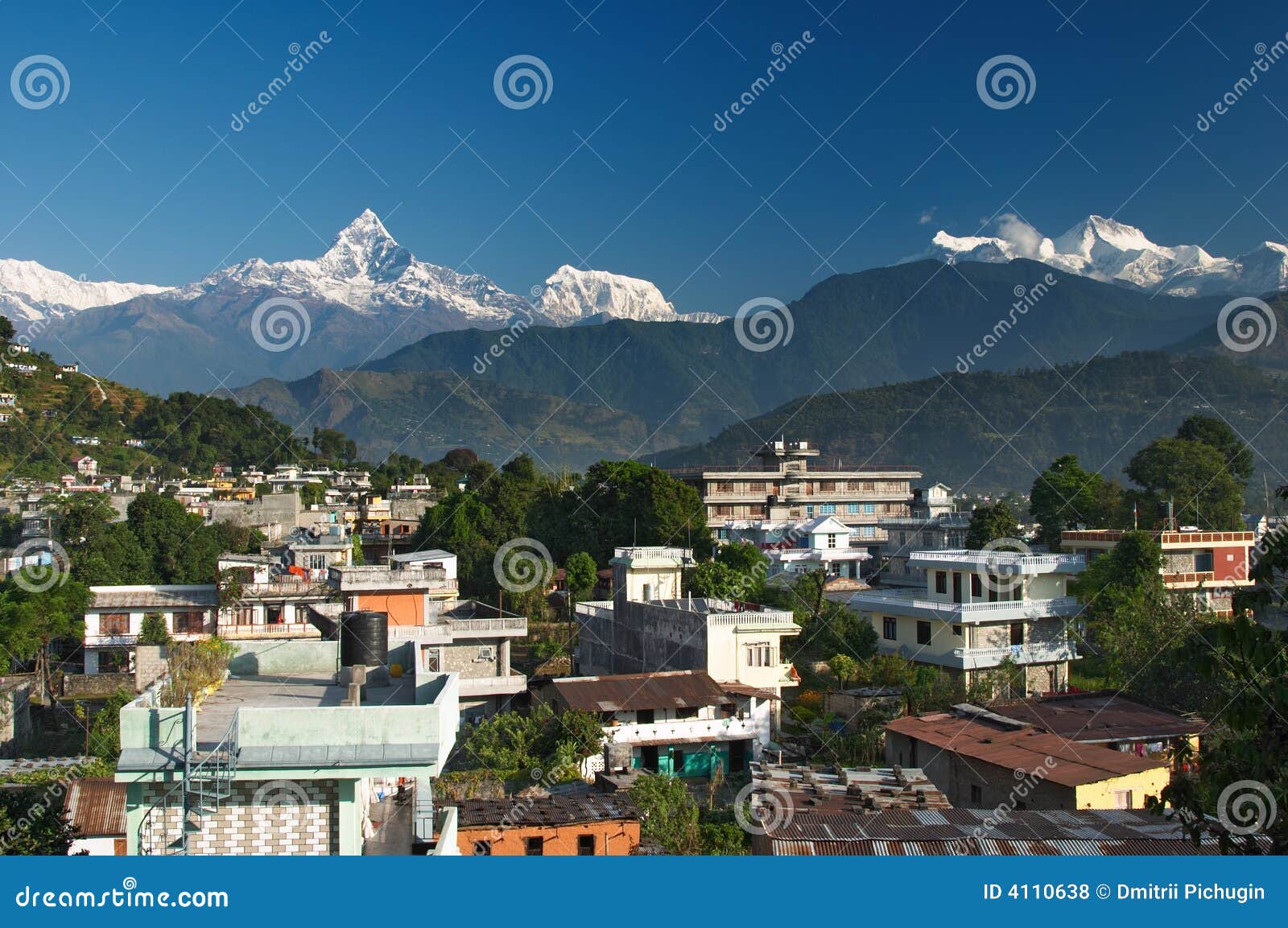 City of Pokhara stock photo. Image of snow, lofty, green - 4110638