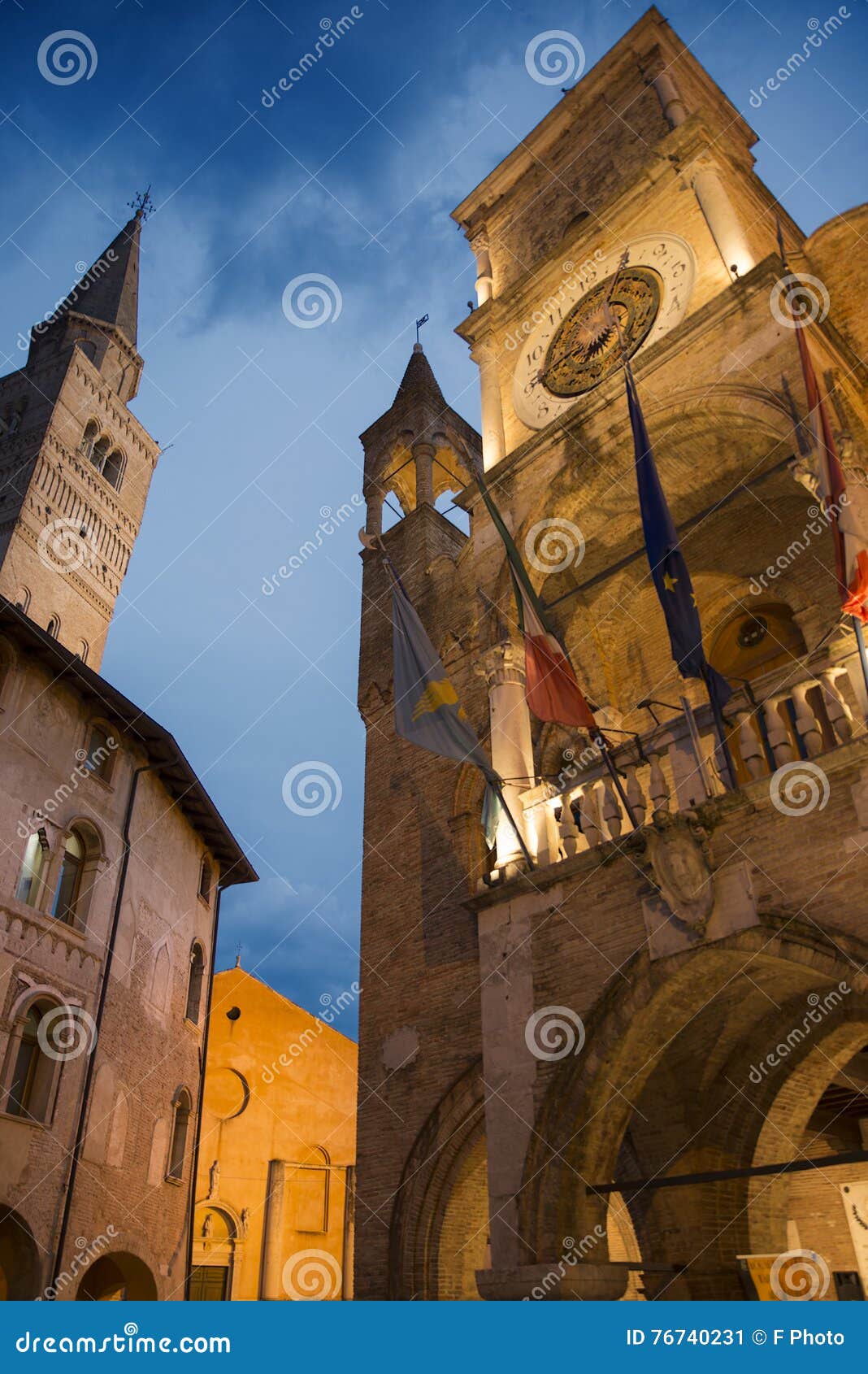 City of Pordenone dusk stock image. Image of palace, colorful - 76740231