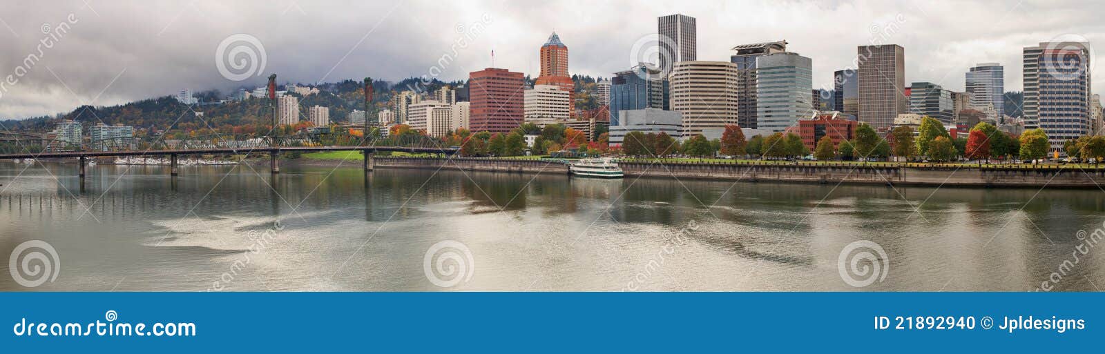 City of Portland Oregon in the Fall Panorama Stock Photo - Image of ...