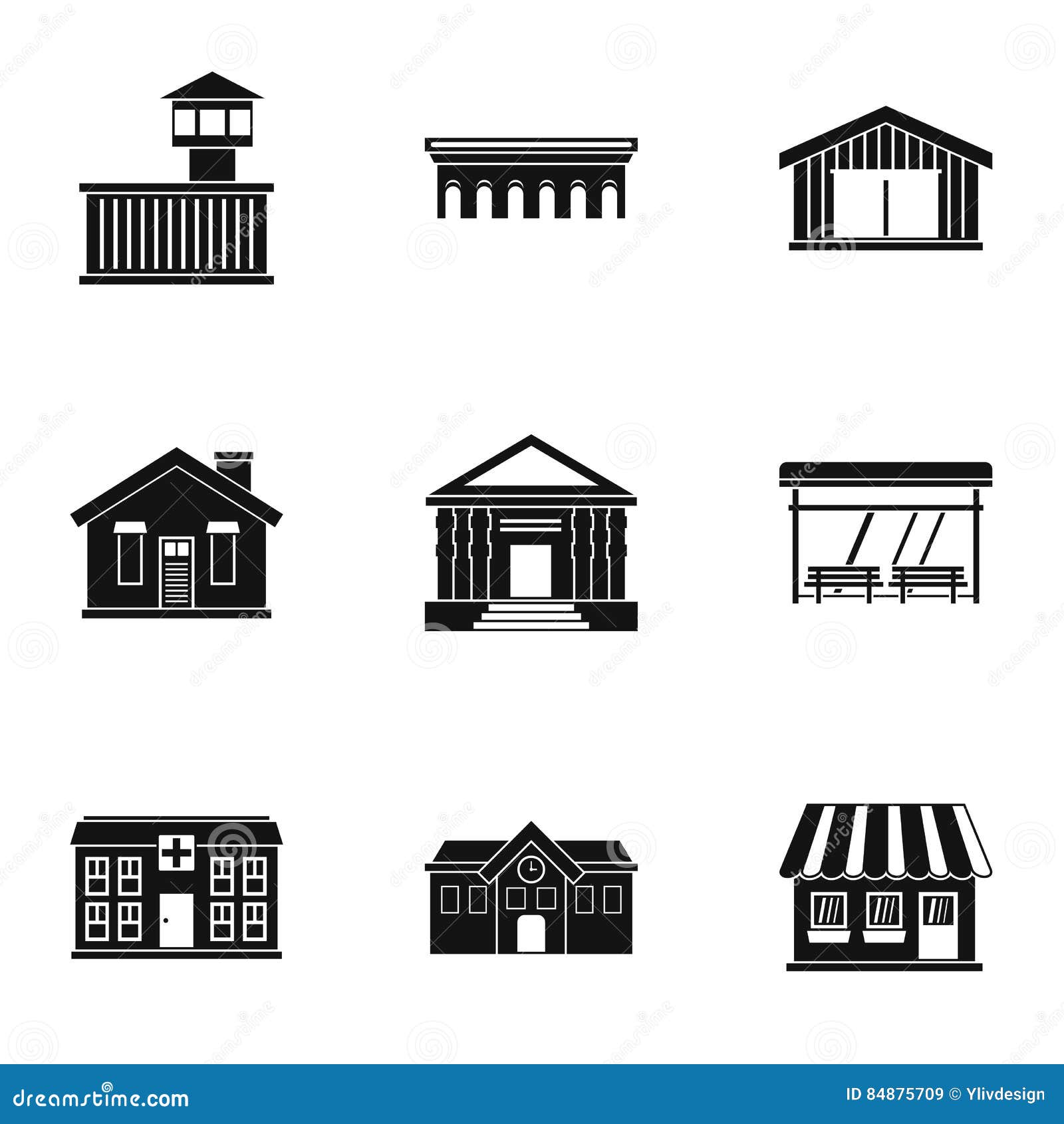 City Public Buildings Icons Set, Simple Style Stock Vector ...