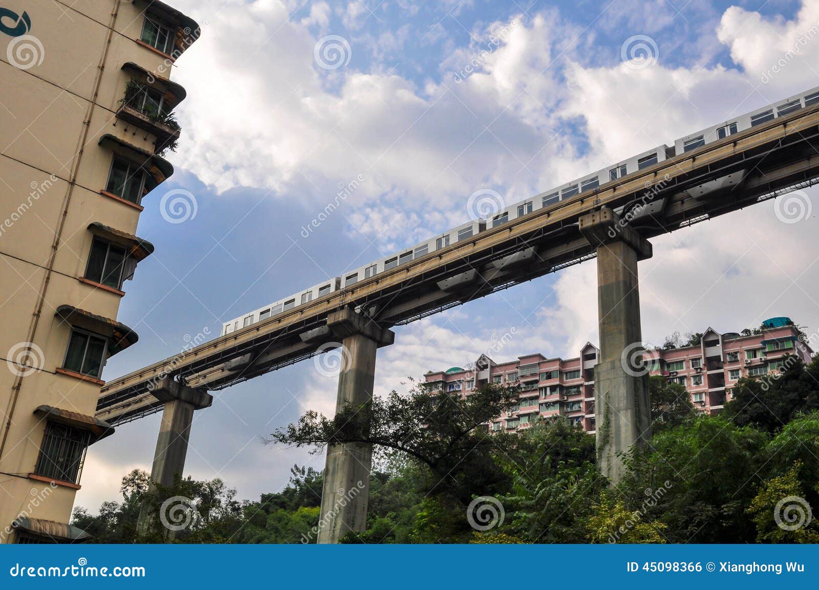 A City Railway Train Under the Blue Sky Stock Photo - Image of clouds ...