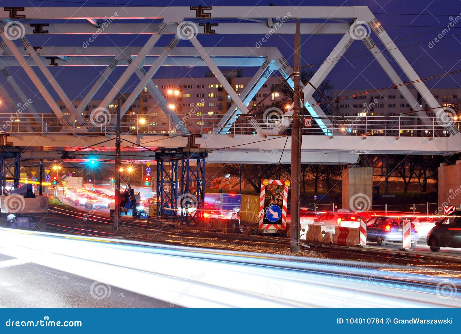 Viaduct at night. stock photo. Image of modern, famous - 104010784