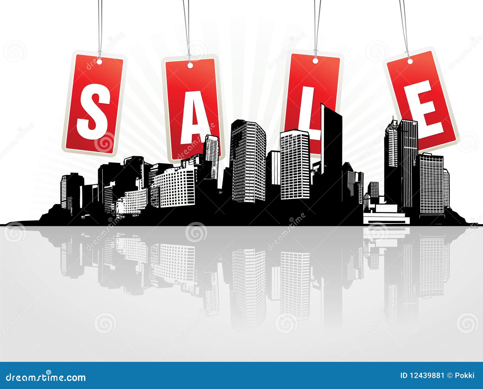 City with red tags. stock vector. Illustration of business - 12439881