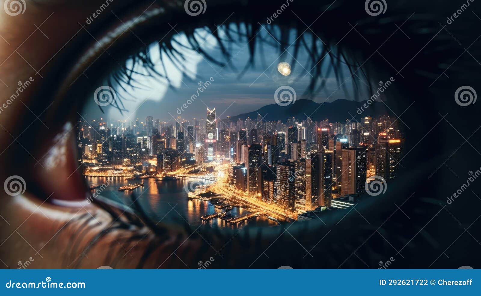 The City is Reflected in the Human Eye Stock Photo - Image of close ...