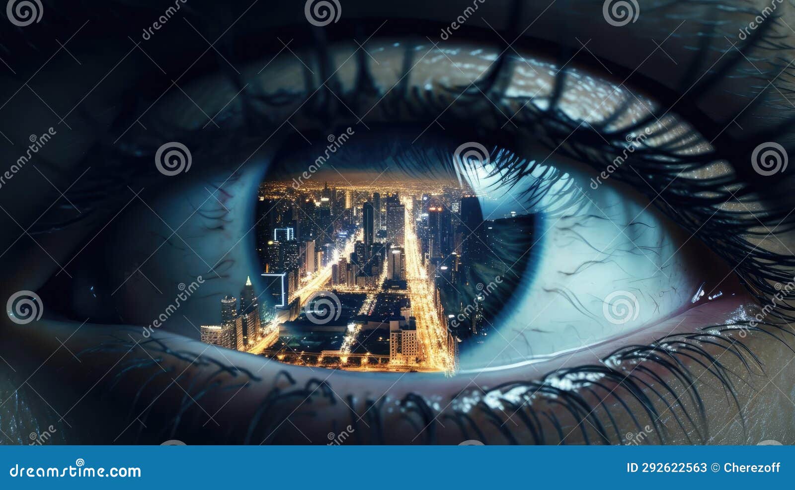 The City is Reflected in the Human Eye Stock Image - Image of ...