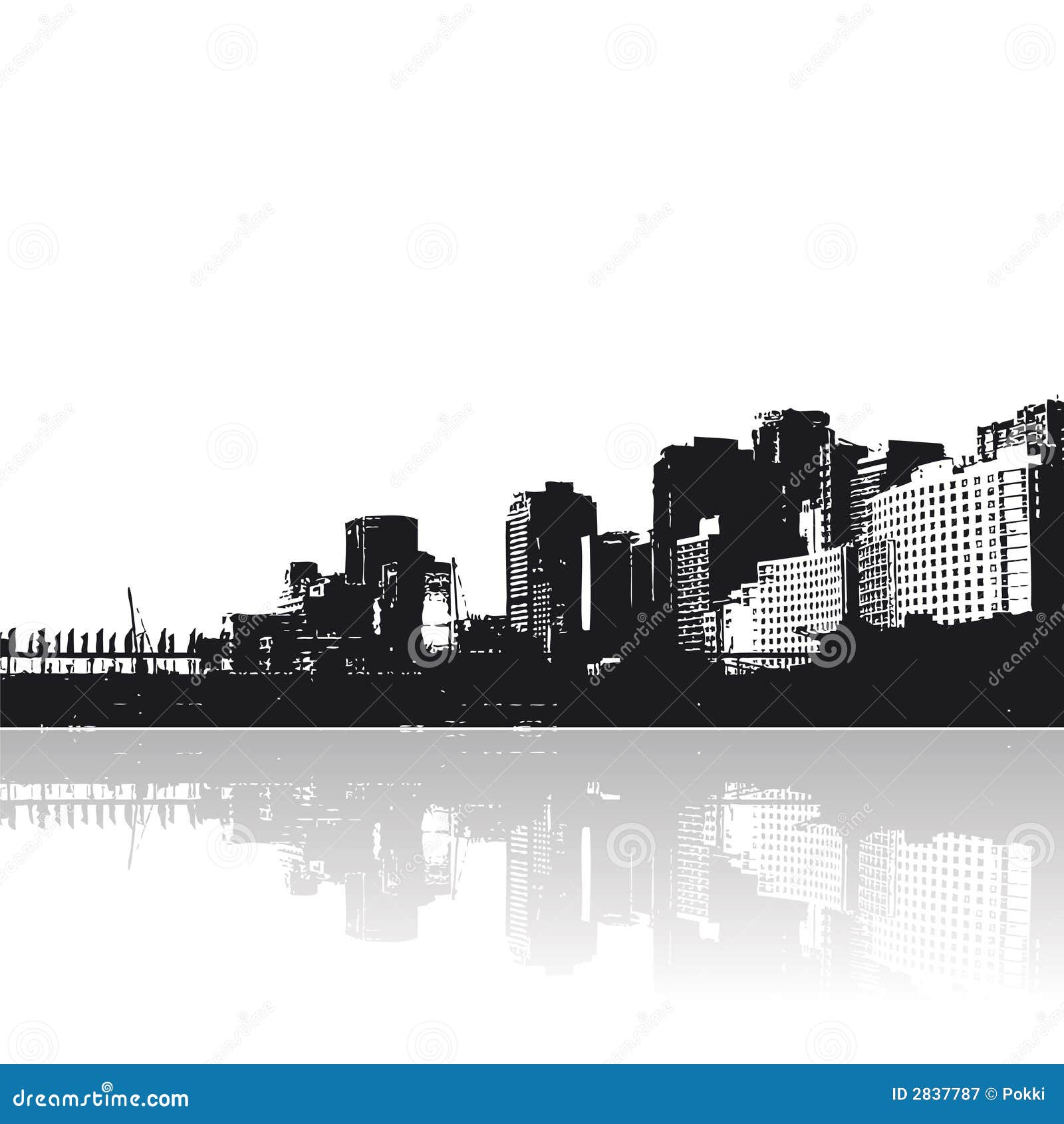 City with reflection stock vector. Illustration of contour - 2837787