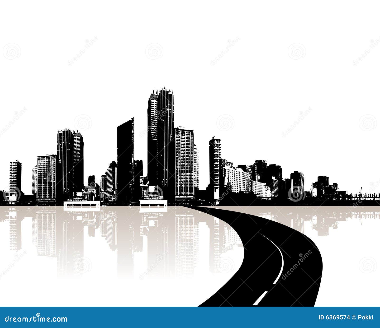 City Reflection in the Water Stock Illustration - Illustration of ...