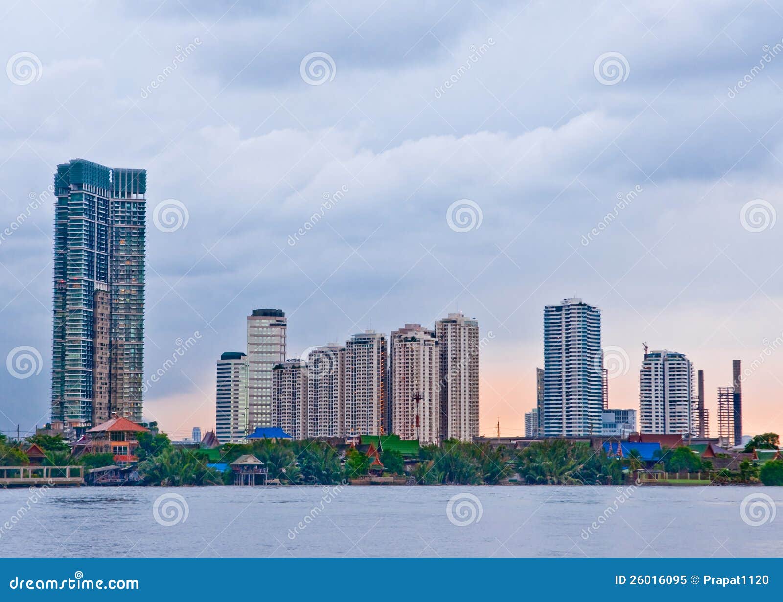 City on the river. stock image. Image of skyscraper, panoramic - 26016095