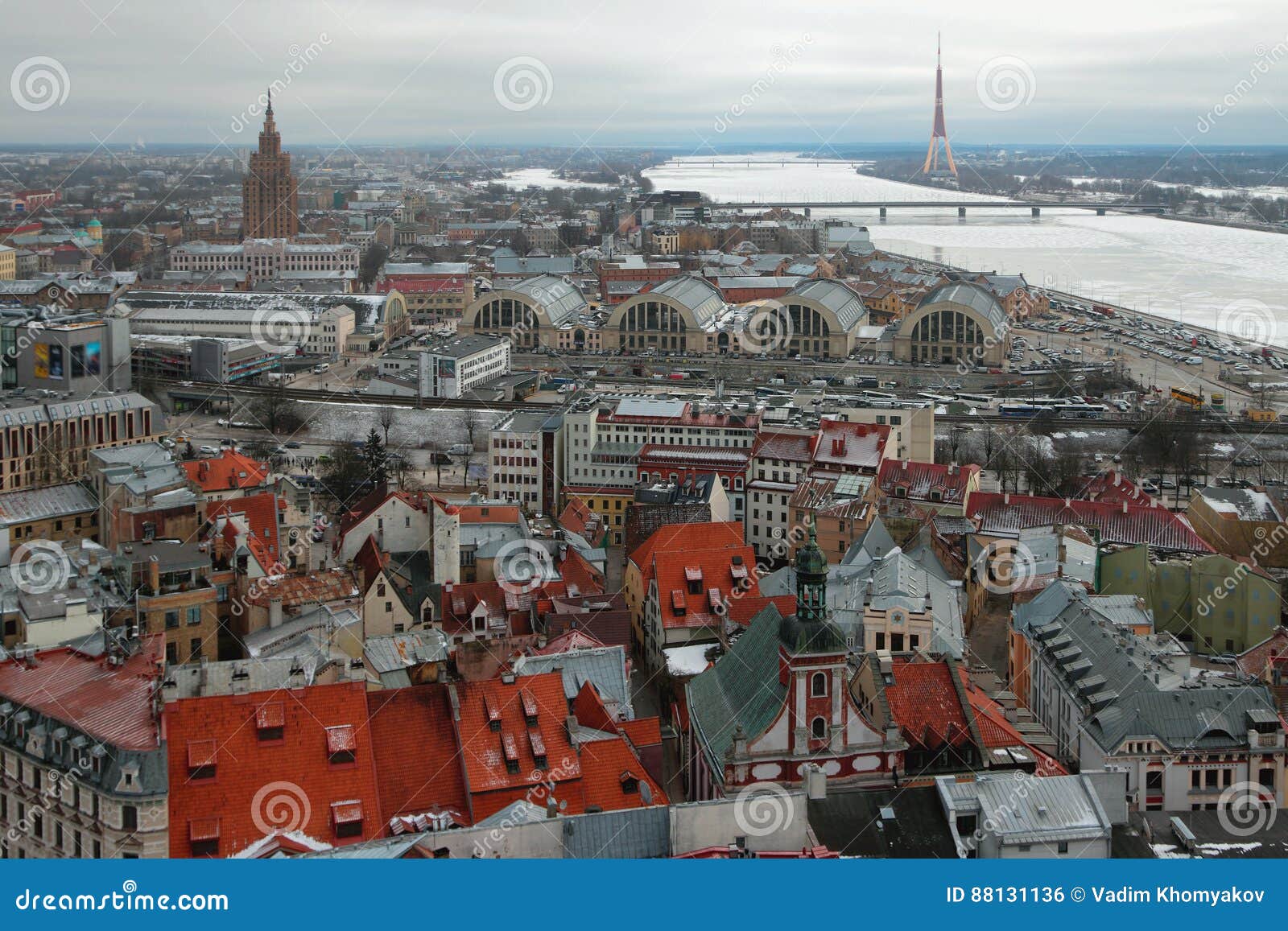 City and River, Top View. Riga, Latvia Stock Photo - Image of daugava ...