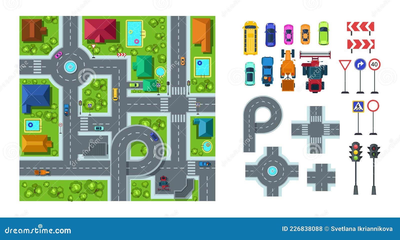 City Road Infrastructure Cartography Map Elements Set Plan Navigation ...