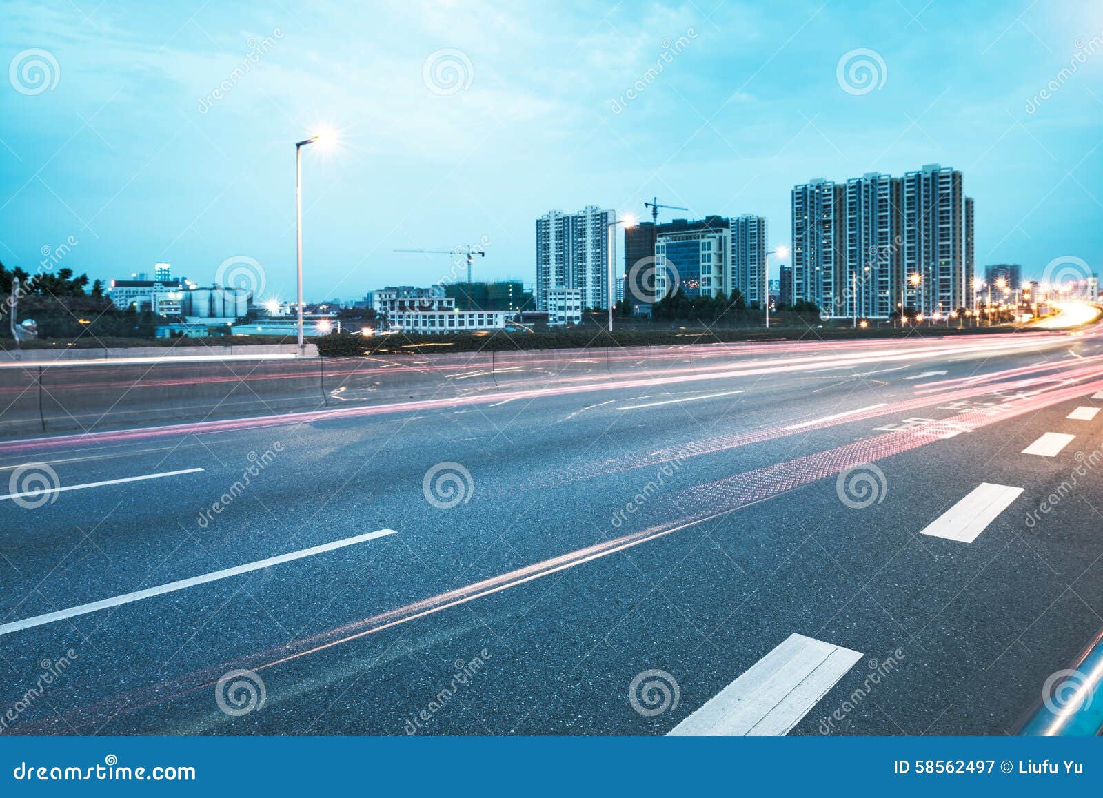 City and road stock image. Image of building, night, road - 58562497